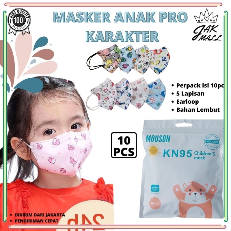 Jual Masker Mouson Pro KN95 Anak Motif Karakter Isi 10Pc Masker KN 95 ...