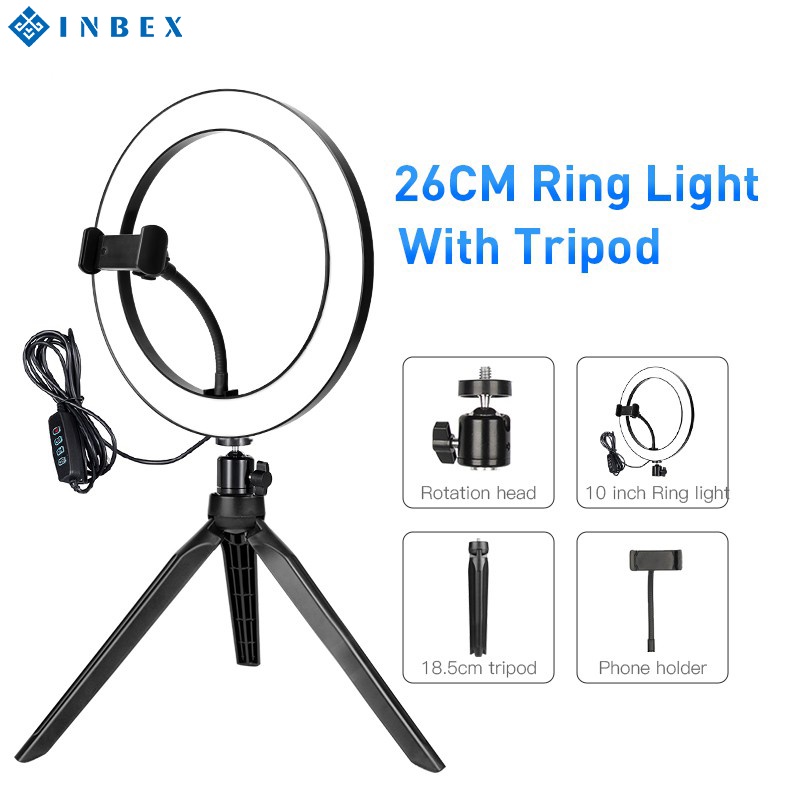 Jual 【Ready】INBEX 26cm Lampu Ring Light + Mini Tripod + Phone Holder ...