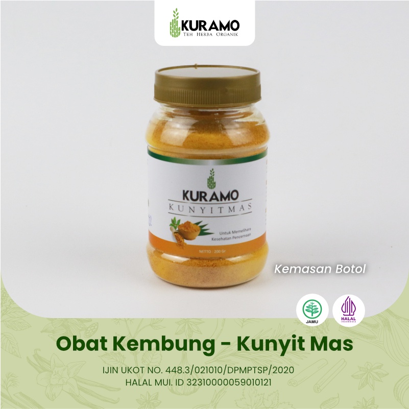 Jual Obat Kembung Teh Jamu Bubuk Asli Herbal Kuramo Kunyit Mas 200gr ...