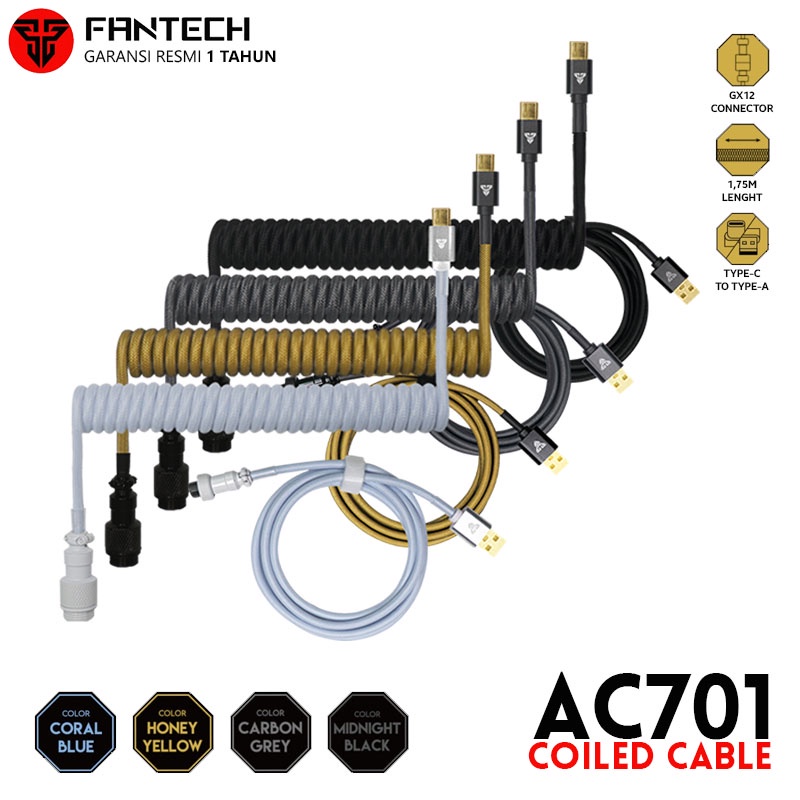 Jual Fantech Aviator AC701 Coiled Cable Type C for Keyboard Mechanical ...