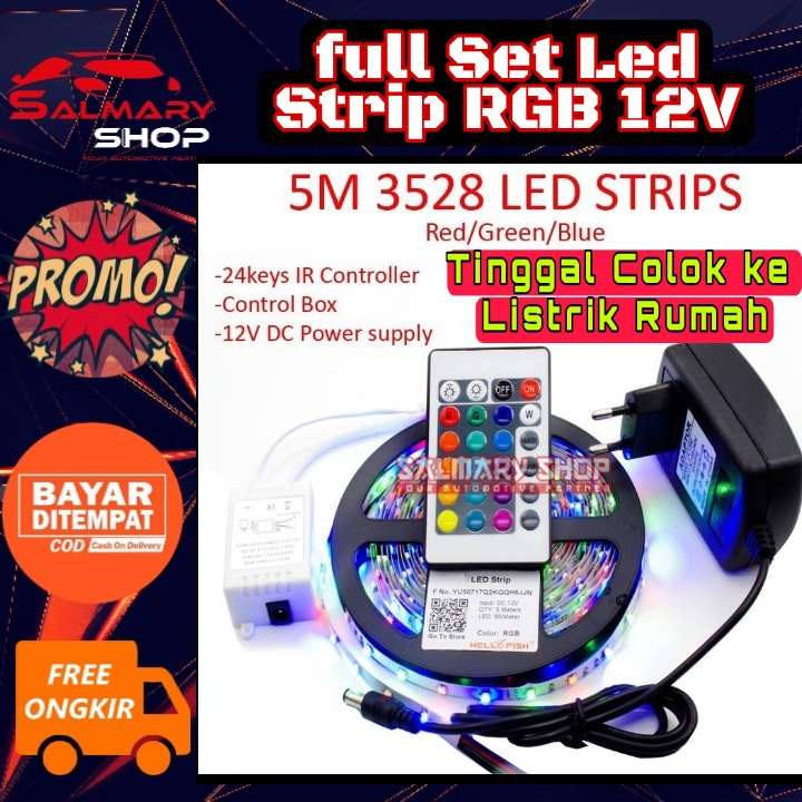 Jual Paket 1 Set Lampu Led Strip RGB 12V 12 Volt Bisa Ganti Warna ...