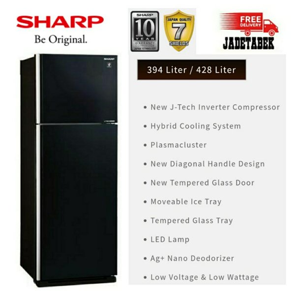 Jual KULKAS 2 PINTU SHARP SJ-IG571PG-BK INVERTER GRAND VETRO SERIES KAPASITAS JUMBO 394 Liter ...