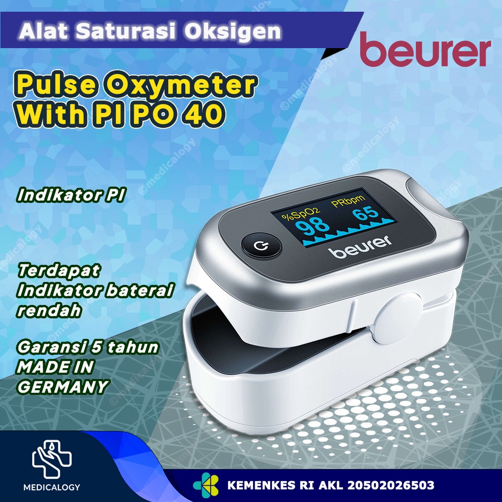 Jual Pulse Oximeter Beurer PO 40 with PI (Perfusion Index) Alat Ukur ...