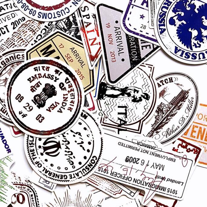 Jual Stiker Koper / Sticker Luggage Retro Postage Stamp Country 60 ...