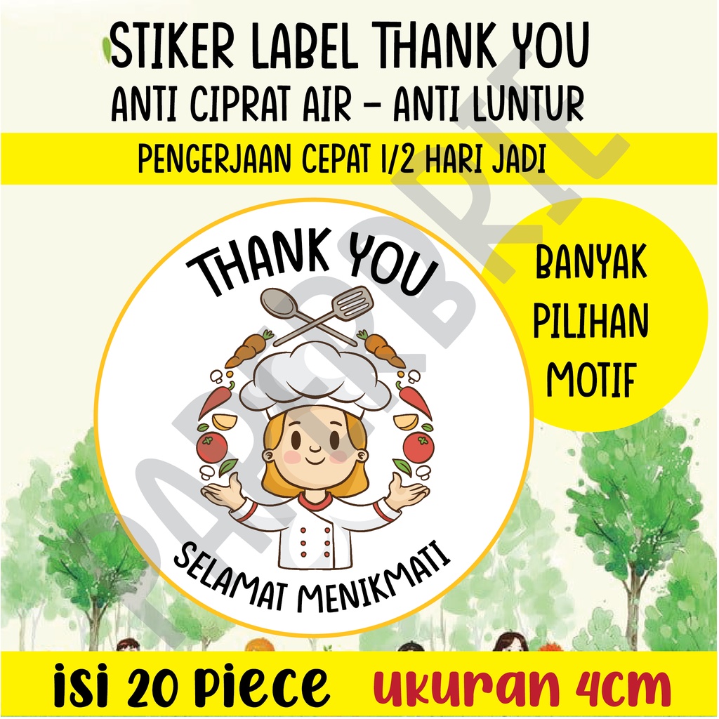 Jual Cetak Stiker label produk thank you Kiss cutting siap tempel bisa ...
