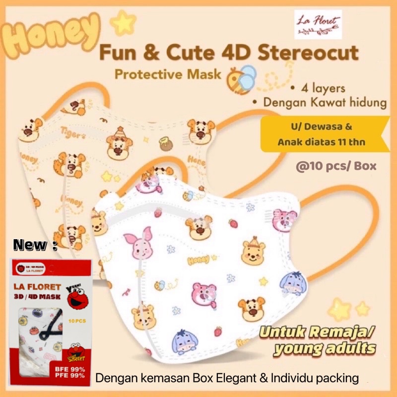 Jual Fun & Cute karakter Print 4D Masker KN95 Remaja/Young adults/ anak ...