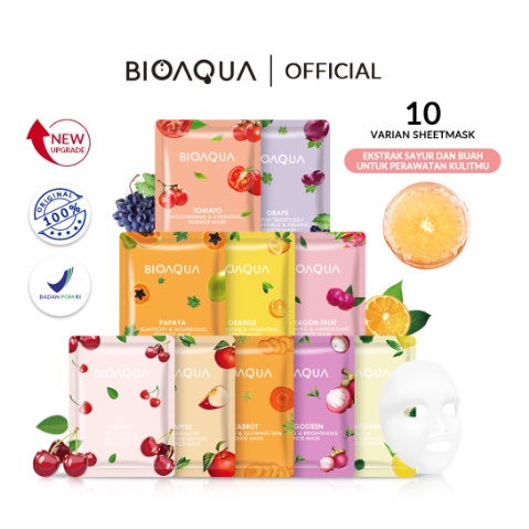 Jual BIOAQUA SHEET MASK BRIGHTENING MOISTURIZING SKIN CARE HYDRATING ESSENCE FACE MASK ANTI ...