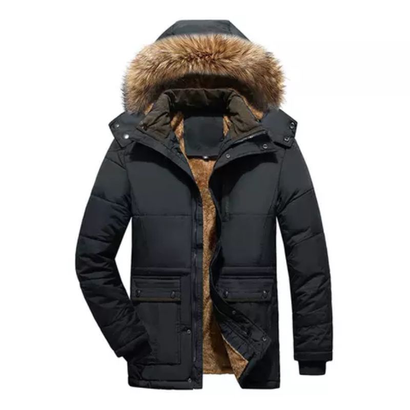 Jual Jaket winter pria tebal musim dingin kerah bulu korean style ...