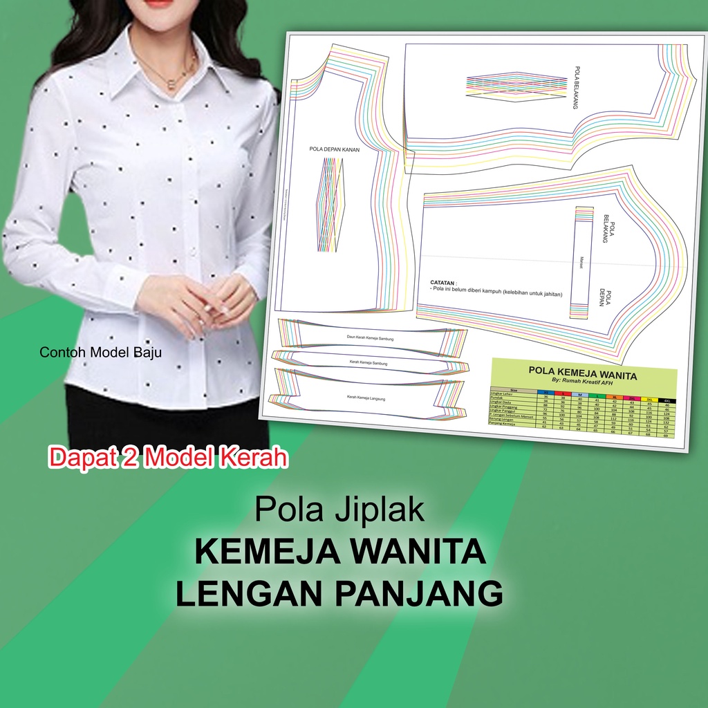 Jual Pola Jiplak Kemeja Wanita | Pola Kemeja Wanita | Pola Atasan Wanita | Shopee Indonesia