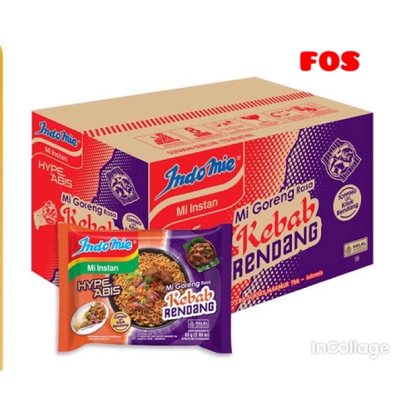 Jual NOODLES/MIE INSTANT INDOMIE GORENG HYPE KEBAB RENDANG KEMASAN DUS ...