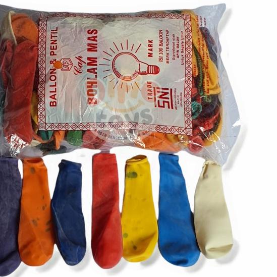 Jual balon cepluk cap bohlam mas isi 100 pcs ballon bulet lokal ...