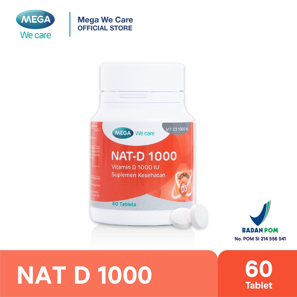 Jual Mega We Care NAT D 1000 / Vitamin D3 1000IU 60 Kapsul | Shopee ...