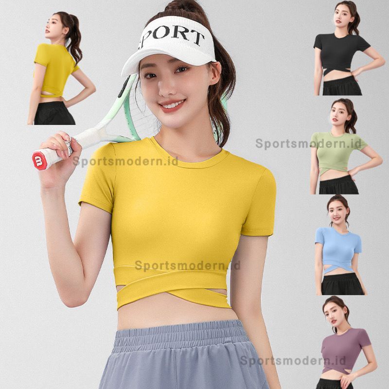 Jual Baju Olahraga Wanita Crop Top Gym Fitness Tenis Yoga Jymd_X02 | Shopee Indonesia