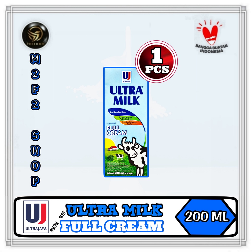 Jual Susu Ultra Milk Rasa Full Cream Kotak UHT | Plain - 200 ml ...