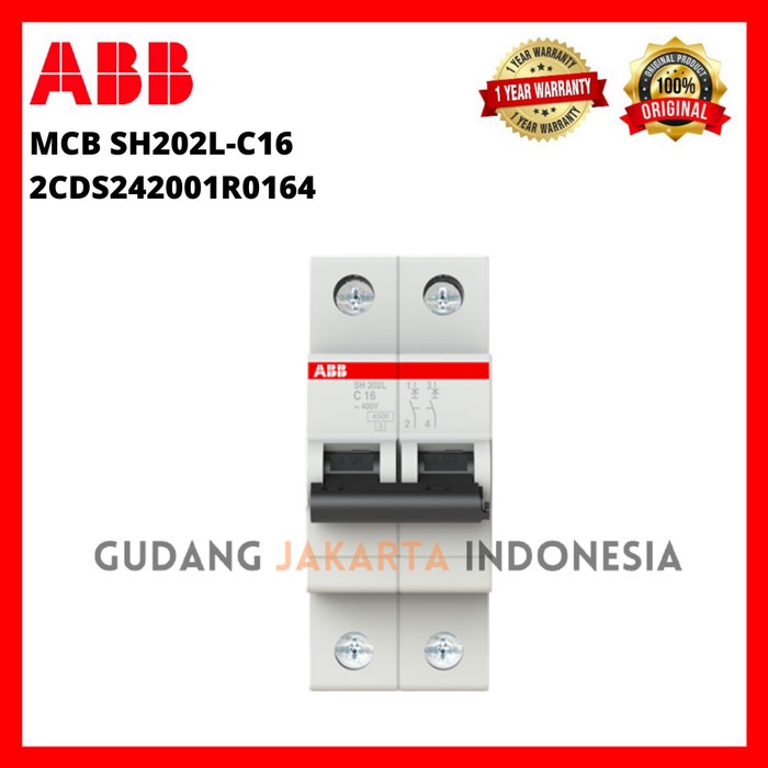 Jual ABB MCB 4.5kA 2P 16A SH 202 L-C16 2CDS242001R0164 | Shopee Indonesia