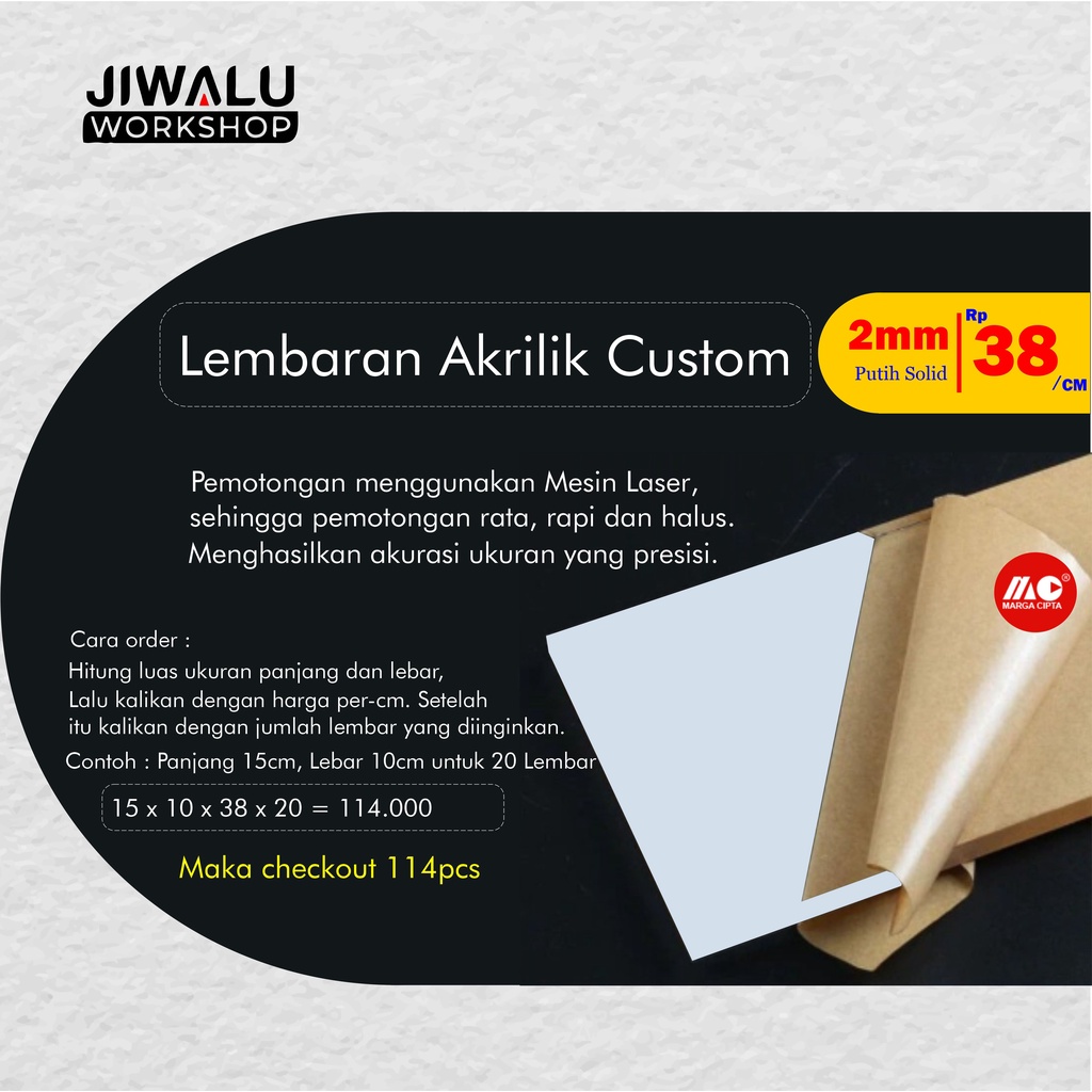 Jual Akrilik Lembaran Putih Solid 2mm Custom - Acrylic Sheet White 2mm ...