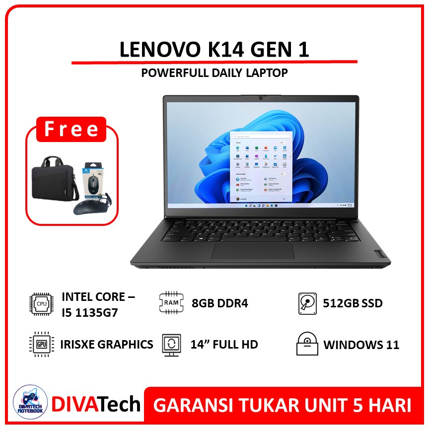 Jual Lenovo K14 Gen 1 i5 1135G7 RAM Up To 32GB 512SSD 14.0FHD WINDOWS 11 | Laptop | Shopee Indonesia