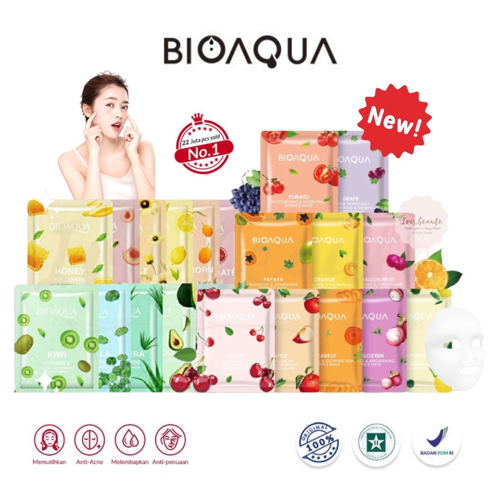 Jual BIOAQUA Sheet Mask Hydrating Essence Face Mask Brightening Moisturizer / Masker Wajah ...