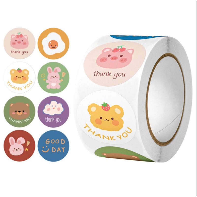 Jual Sticker Label Thank You Stiker Decor Animasi Lucu 500pcs | Shopee ...