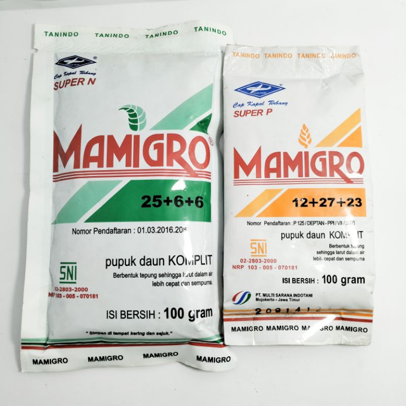 Jual pupuk daun MAMIGRO SUPER N dan super P kemasan 100 gram | Shopee ...
