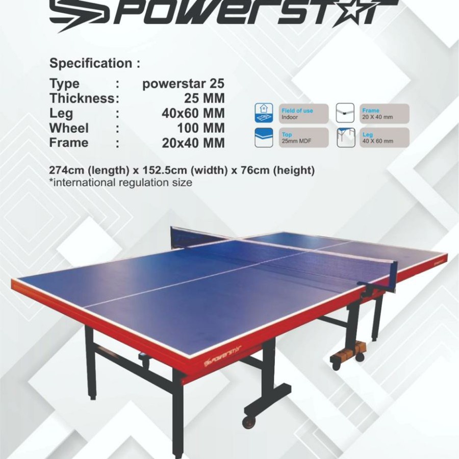 Jual Meja PingPong Power Star 25mm //Meja Tenis //Tenis Meja | Shopee Indonesia