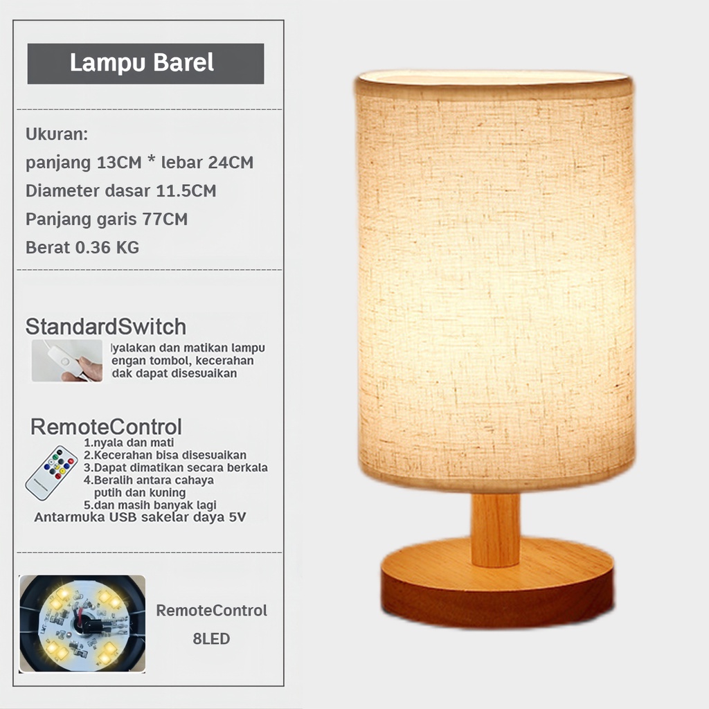 Jual UPHOME Lampu Tidur Led Wireless Remote Control 3 Color Lampu Wood ...