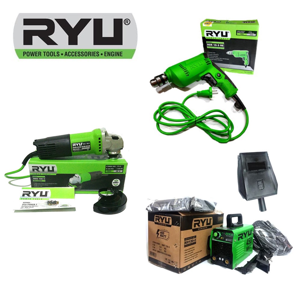 Jual ORIGINAL RYU Paket 3 item RYU Mesin Las 450 Watt Ryu + Bor 10 Mm ...