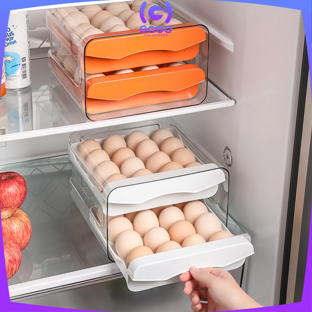 Jual GOGO-C410 Tempat Telur 2 Tingkat Egg Storage Box Organizer / Rak ...