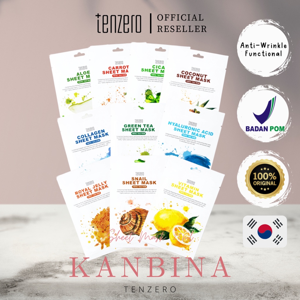 Jual Tenzero Sheet Mask Aloe Carrot Cica Coconut Collagen Green Tea ...