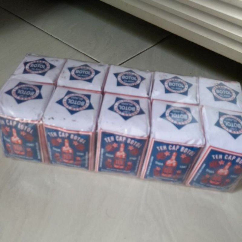 Jual teh cap botol biru besar 40 gr 1 pack isi 10 pcs | Shopee Indonesia