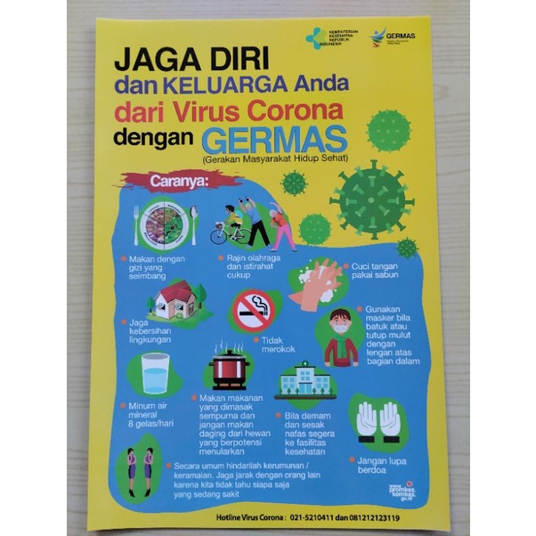 Jual Poster Jaga Diri dan Keluarga Anda dari Virus Corona dengan GERMAS ...