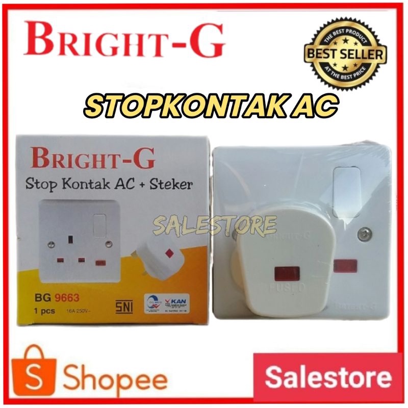 Jual STOPKONTAK AC BRIGT G BG-9663 SET / Kontak AC Outbow Plus Steker ...