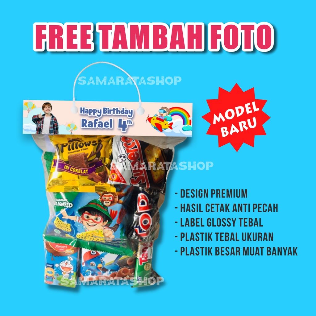 Jual Plastik Snack Ulang Tahun Anak Label Snack Plastik Birthday Custom ...