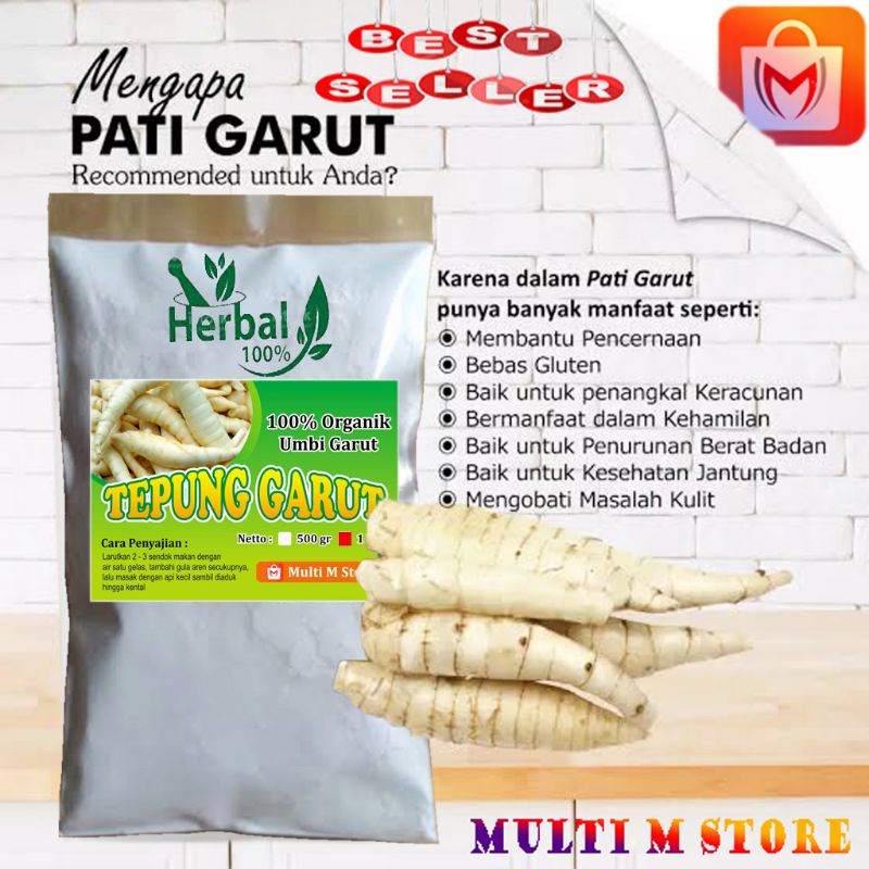 Jual Tepung Garut Pilihan 1000 Gram | Pati Garut Asli | Obat Maag Asam ...