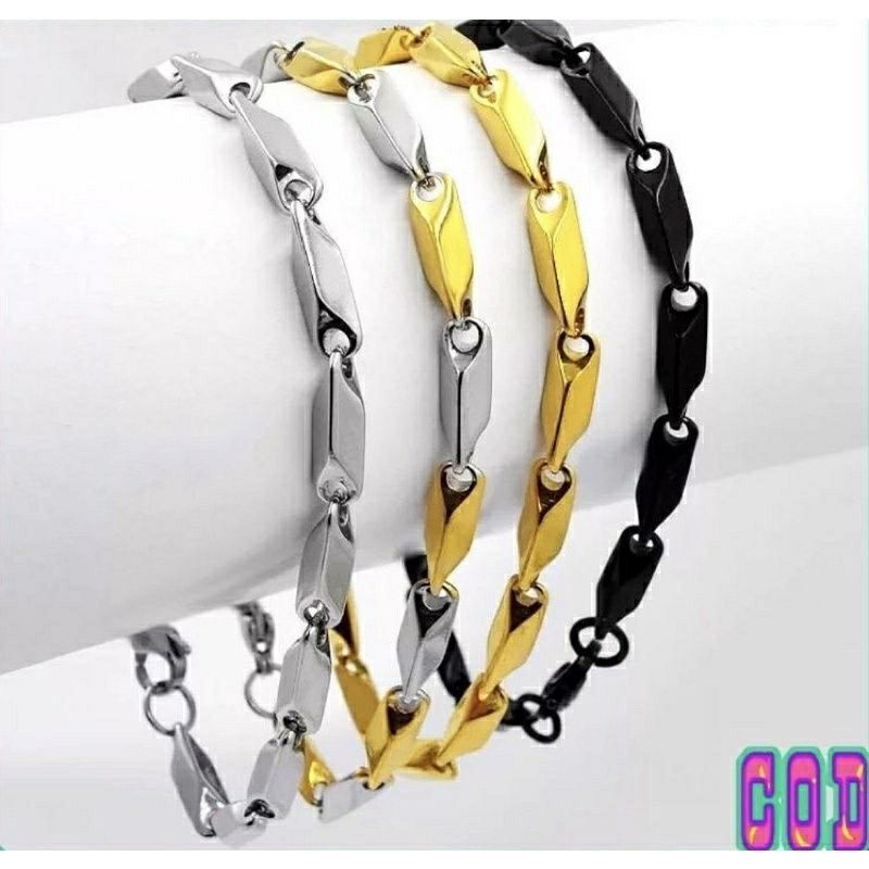 Jual Gelang titanium stainless steel model rantai balok anti karat ...