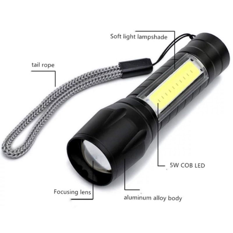 Jual Senter Mini Swat LED Bisa Zoom Lampu Mini Flashlight USB Charger + Box 3 Mode Waterproof ...