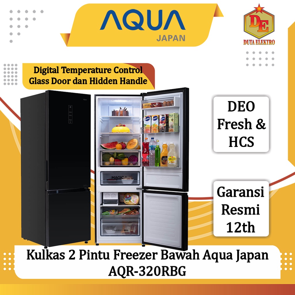 Jual Kulkas 2 Pintu Aqua Japan AQR 320 RBG Freezer Bawah | Shopee Indonesia