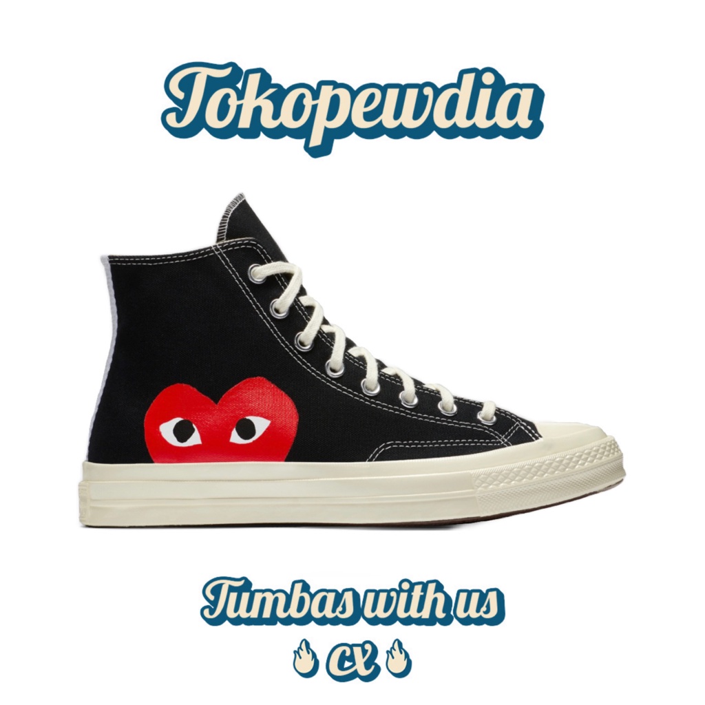 Jual Converse 70s CDG Play High One Heart Black White (150204C ...