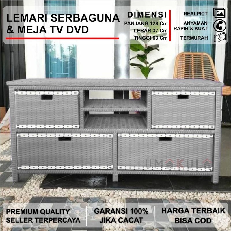 Jual RAK 6 BUFFET TV&DVD ROTAN SINTETIS 2 LACI PANJANG VARIASI RANTAI ...
