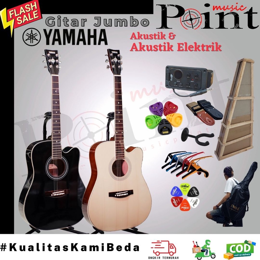 Jual Alat Musik Gitar Jumbo akustik elektrik versi lowbudget tanam besi senar import siap buat ...