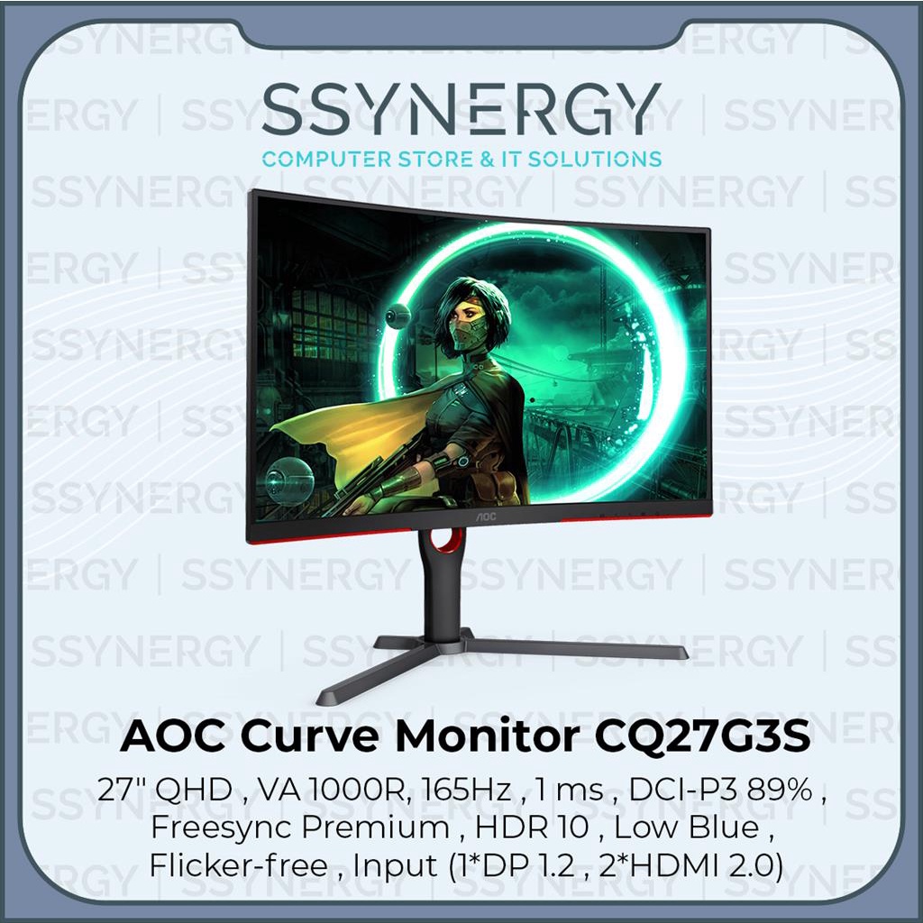 Jual AOC MONITOR 27" 2K QHD 1ms 165Hz FreeSync VA Curved CQ27G3S ...