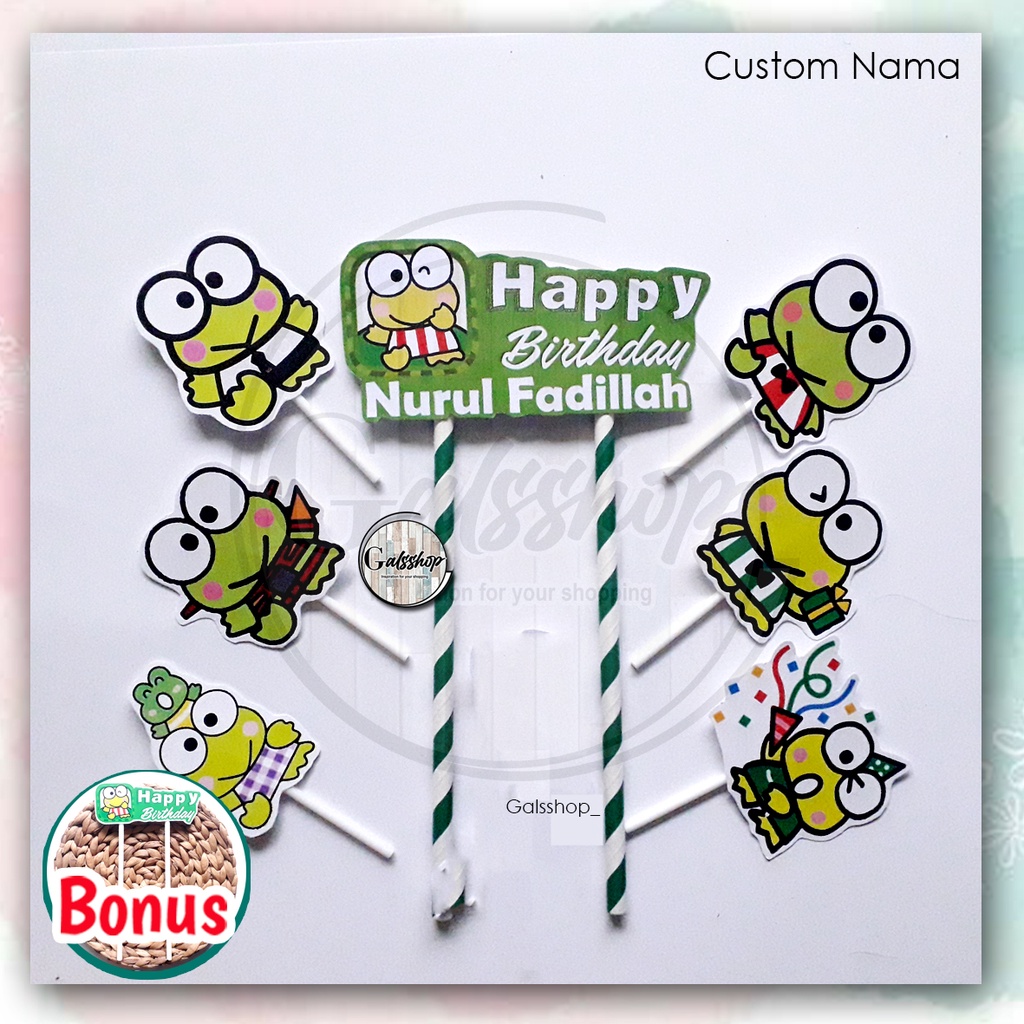 Jual Custom Nama/ Foto / Toppercake Karakter Keroppi / Hiasan Kue ...