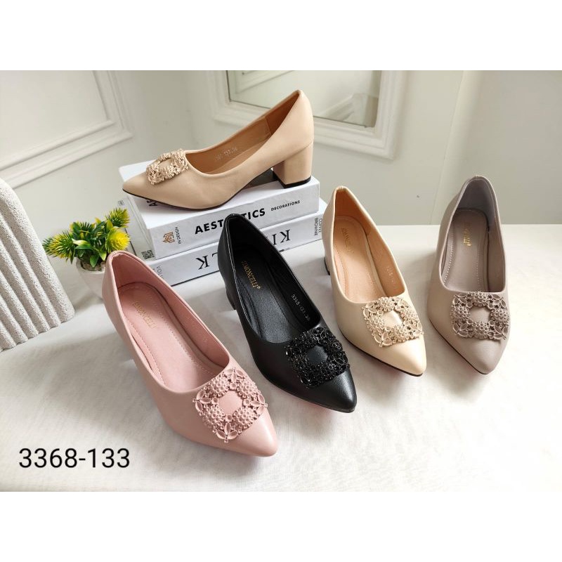 Jual Simoncelli Sepatu Tumit Tahu 5 Cm Wanita Mutiara Import Hitam ...