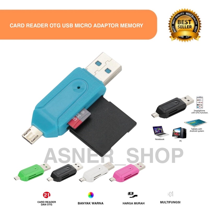 Jual Cardreader OTG 2.0 USB 2 slot Card reader Micro Memory Sambungan ...