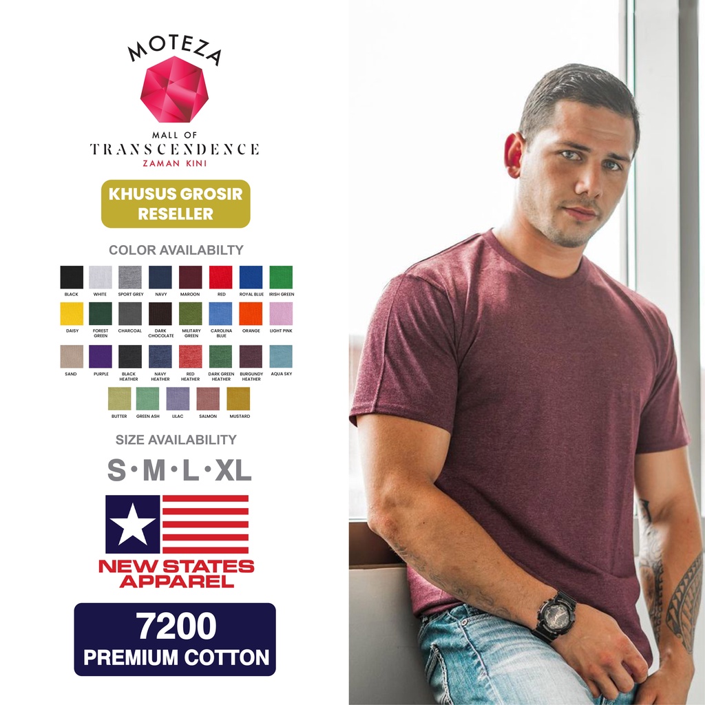 Jual Kaos Polos NSA 7200 - New States Apparel Premium Cotton Combed 24s ...