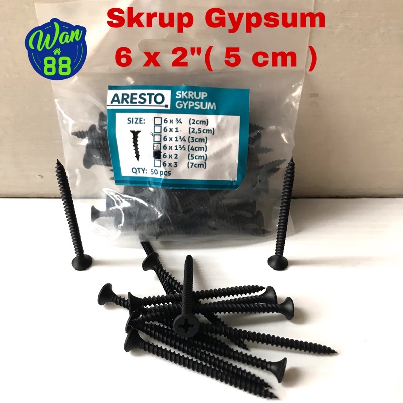 Jual Skrup Gypsum 6x2"(5cm)Aresto harga per pak isi 50 pcs | Shopee Indonesia