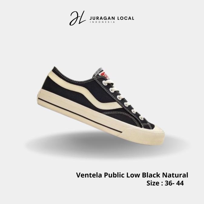 Jual Sepatu Ventela Public Low Black Natural Original Made In Indonesia | Shopee Indonesia