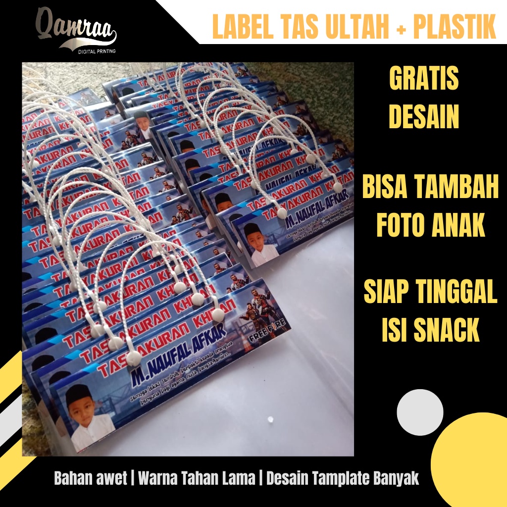 Jual FREE PLASTIK Label tas ultah plastik ulang tahun bisa custom nama ...
