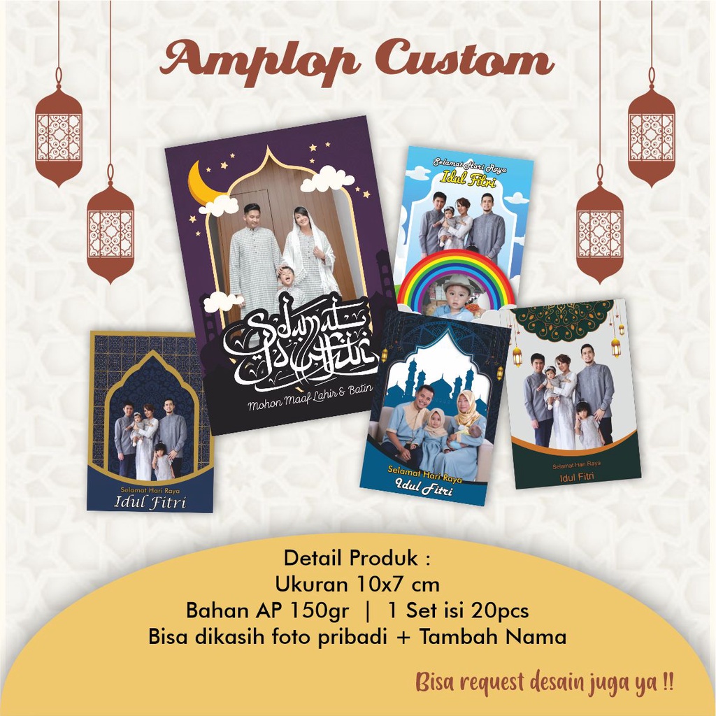 Jual Isi 20pcs !! AMPLOP LEBARAN CUSTOM FOTO PRIBADI UKURAN Medium ...