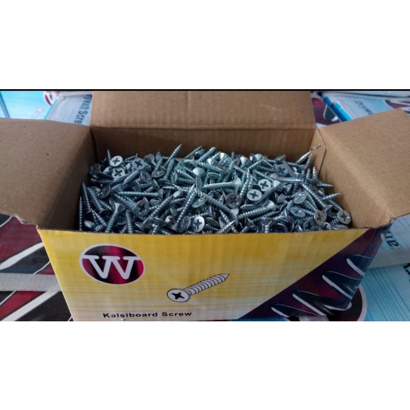 Jual Skrup Kalsiboard W ukuran 1inch. panjang 2.5cm. 1 kotak isi 1000pc ...